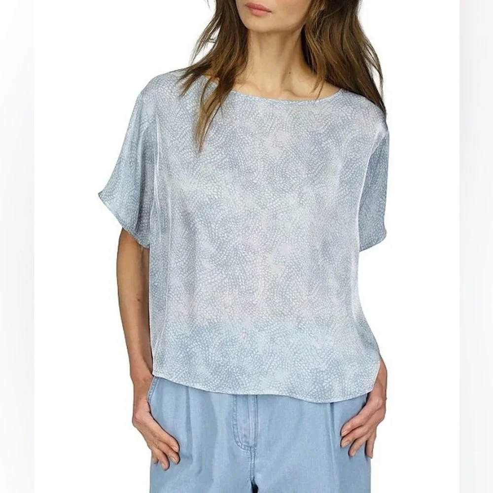 Michael Kors | Tops | Michael Kors Petal Print Blue Top | Poshmark